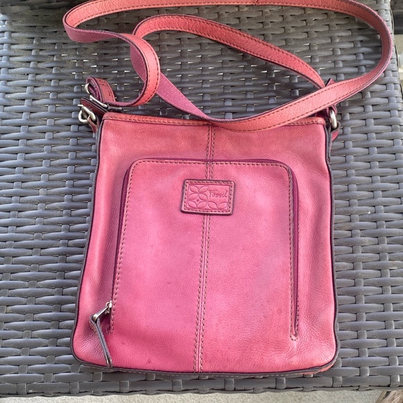 Fossil | Bags | Fossil Pink Leather Crossbody Bag | Poshmark